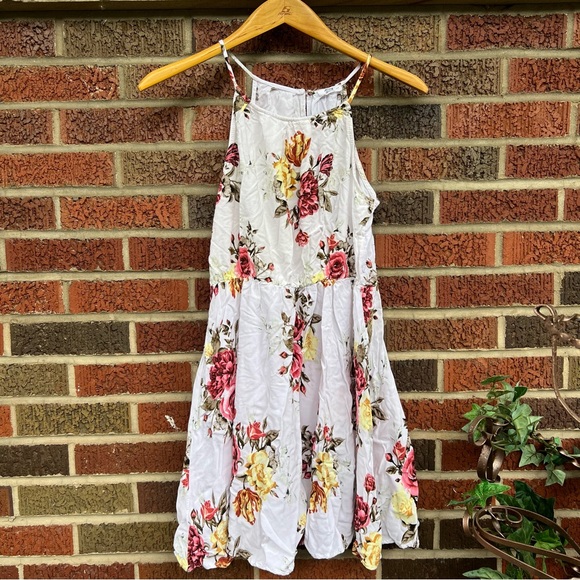 Ardene | Dresses | Ardene White Pink And Yellow Floral Halter Sun Dress ...